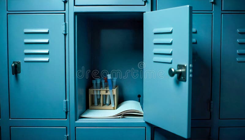 Locker Door Ajar, Showing Contents Inside. Generated Using AI. Stock ...