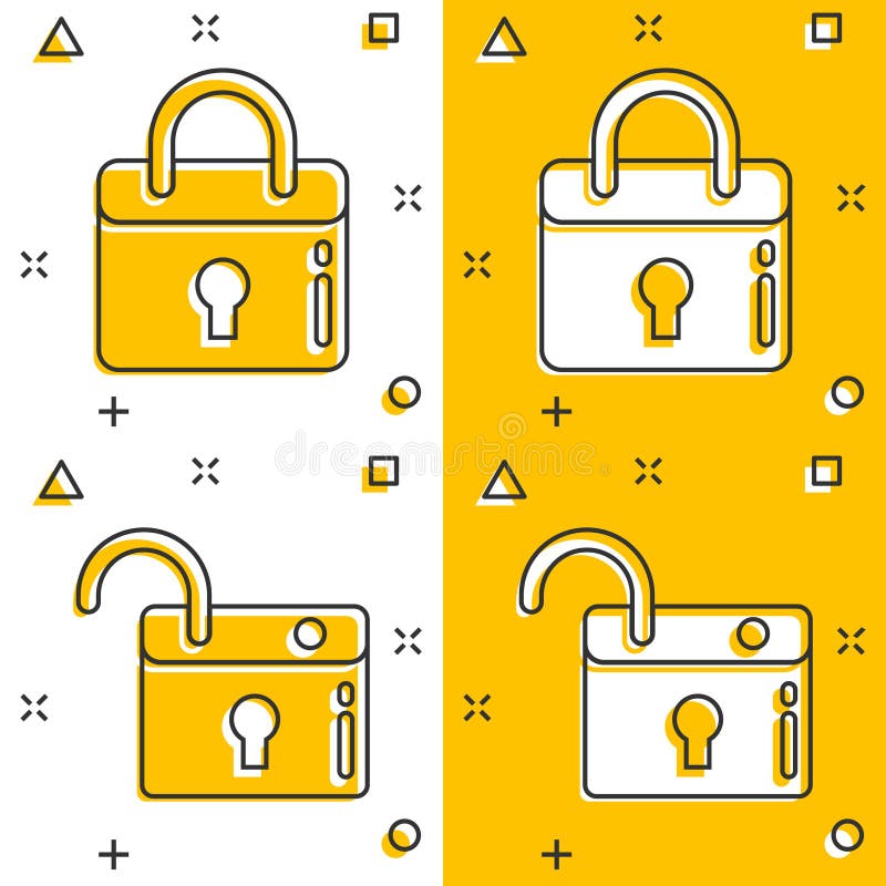 Locker Icon in Comic Style. Padlock Password Cartoon Vector ...