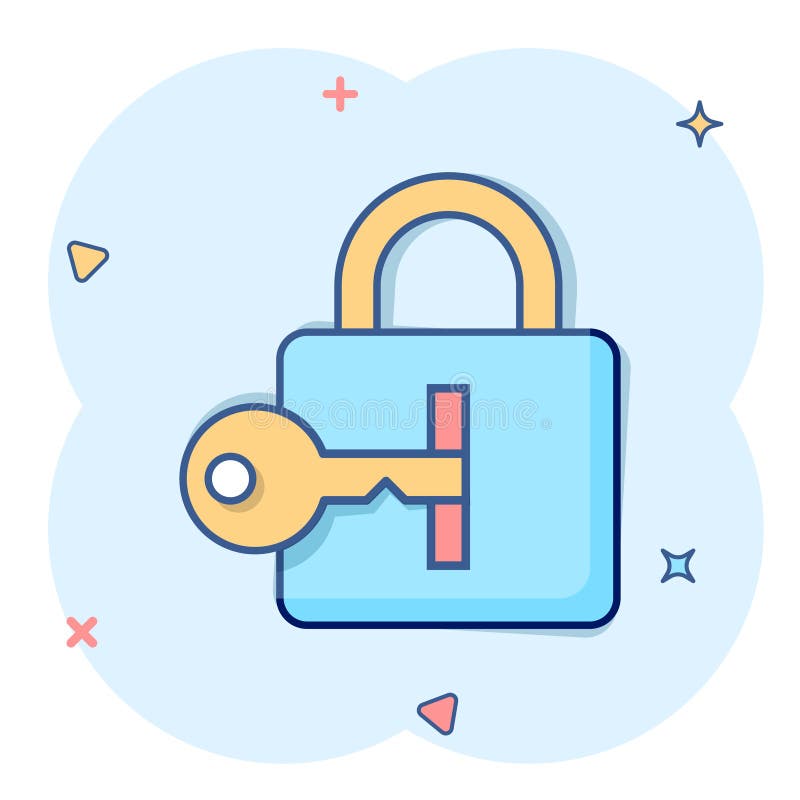 Locker Icon in Comic Style. Padlock Password Cartoon Vector ...