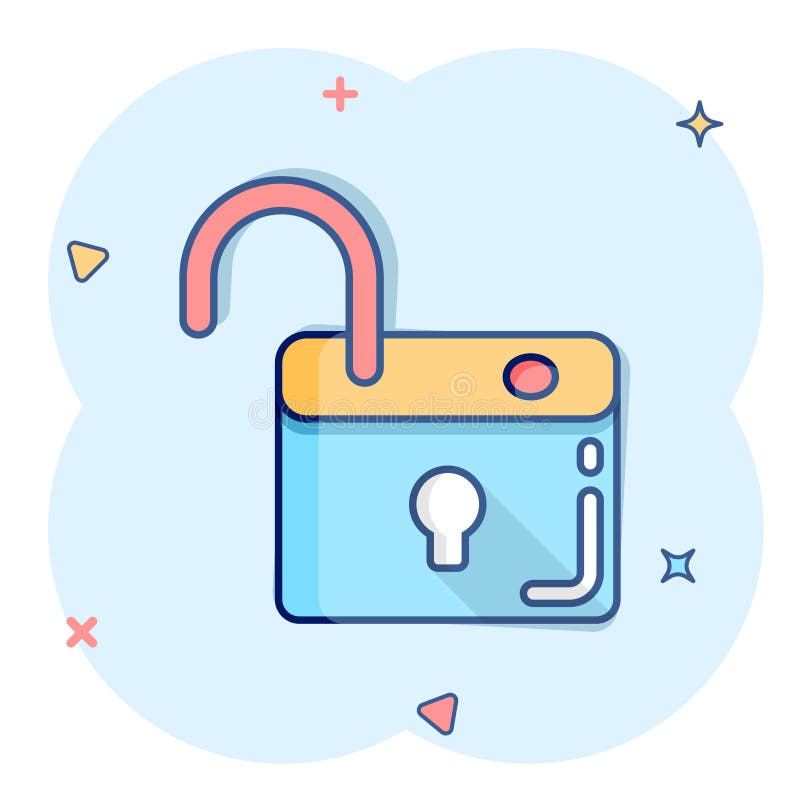 Locker Icon in Comic Style. Padlock Password Cartoon Vector ...