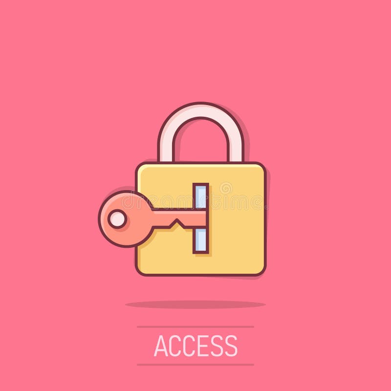Locker Icon in Comic Style. Padlock Password Cartoon Vector ...