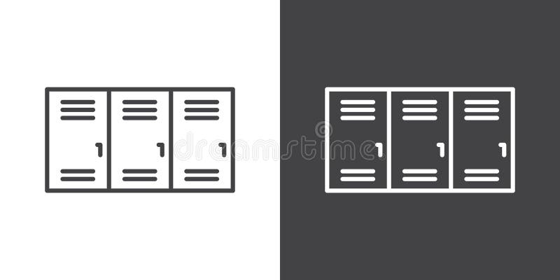 Locker Icon Flat Vector Set Outline Stock Vector - Illustration of ...