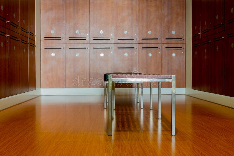 Locker Room, Cabinet and Bench Stock Photo - Image of room, door: 66680450