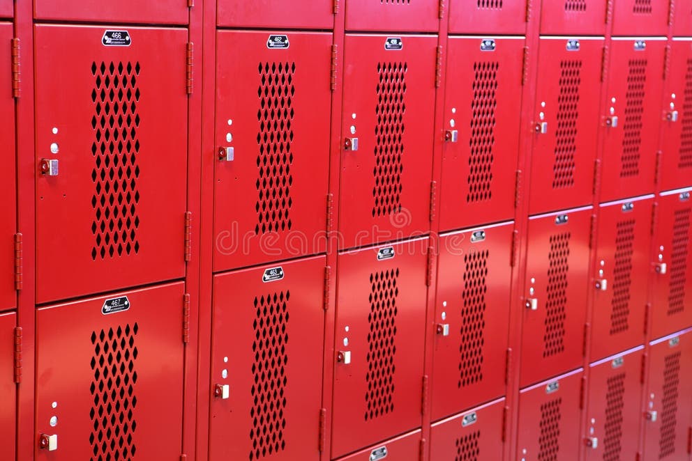 Metal Lockers in a High School Locker Room. Stock Image - Image of room ...