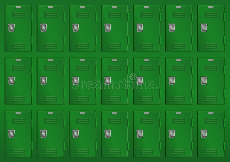 Lockers. Big Set of Green Lockers in Gym Stock Vector - Illustration of ...