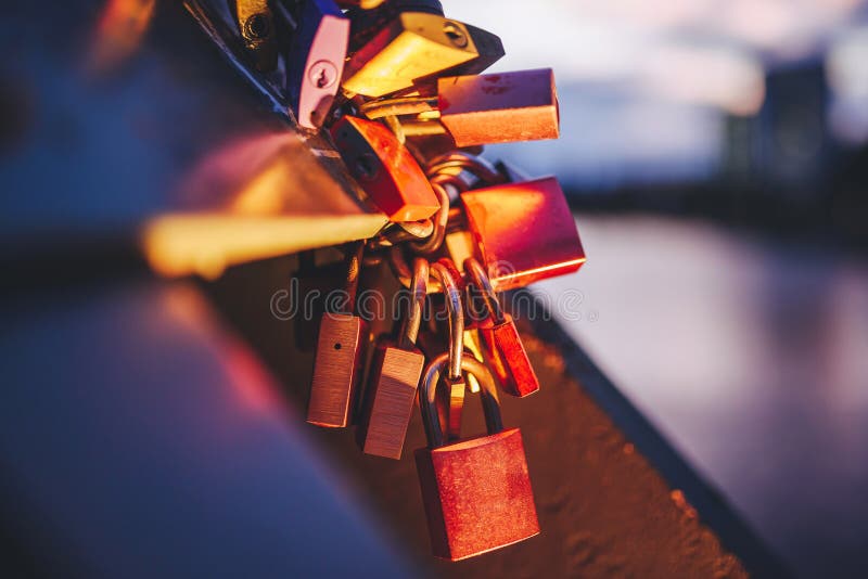 A Lot of Lockers in a Bridge Stock Image - Image of colors, love: 133886983