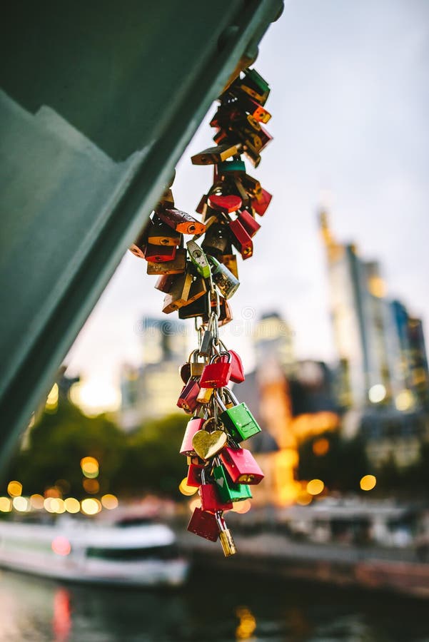 A Lot of Lockers in a Bridge Stock Image - Image of colors, love: 133886983