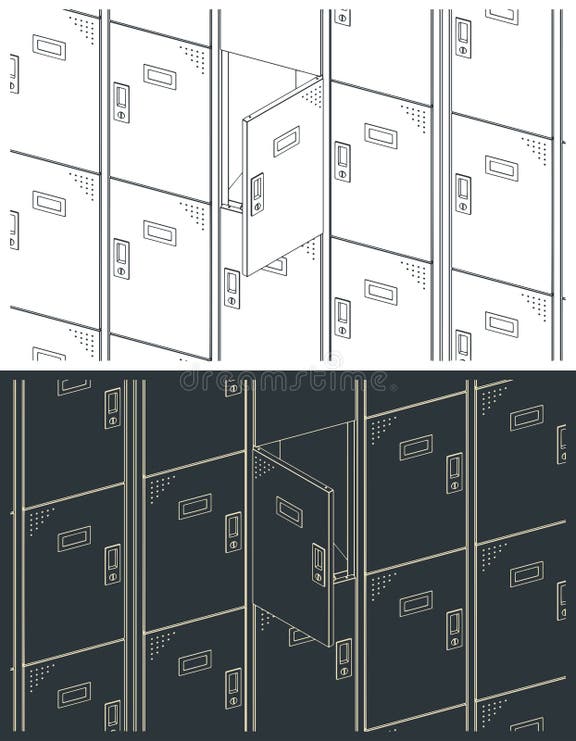 Lockers Close Up Illustrations Stock Vector - Illustration of safe ...