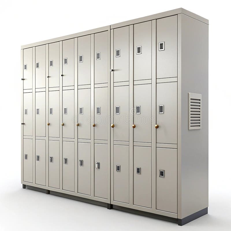 Public Access Lockers Isolated on White Background Stock Illustration ...
