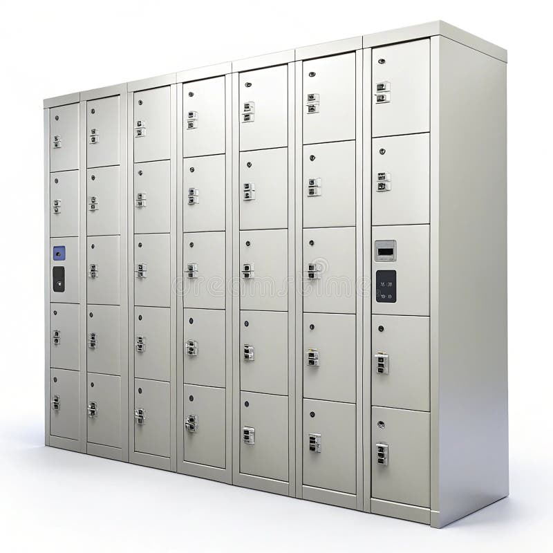 Lockers with Keypad Entry Isolated on White Background Stock ...