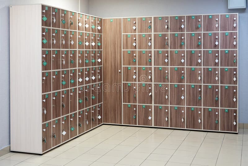 Lockers with Numbers in Fitness Center. Gym Storage System Stock Image ...
