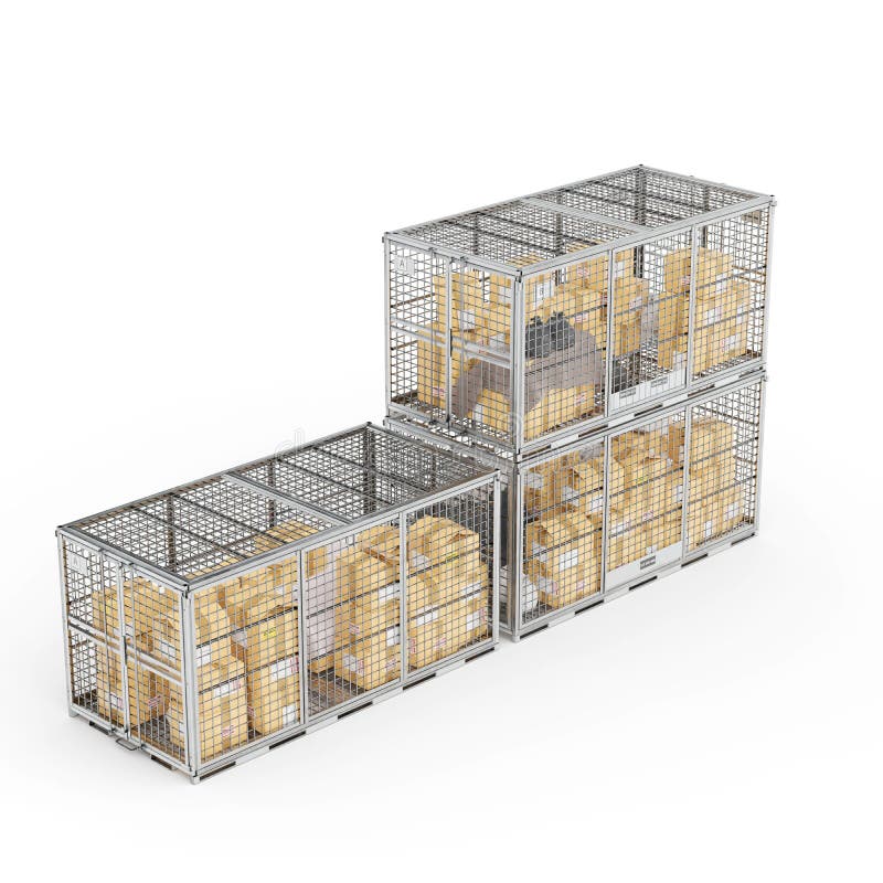 Lockers with Packages Isolated on a White Background Stock Image ...