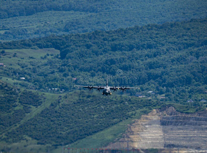 Lockheed C-130 Hercules Ready To Land at Iasi Airport Stock Image ...
