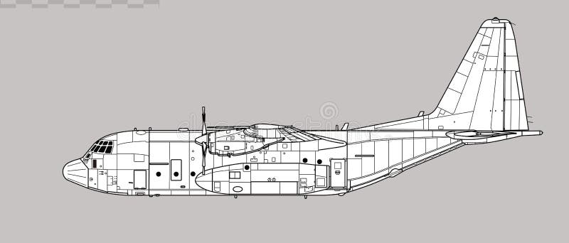 Lockheed C-130 Hercules. Vector Drawing of Military Transport Aircraft ...