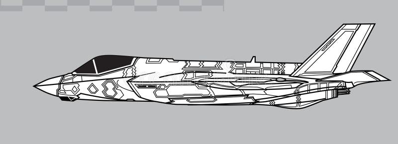 Lockheed Martin F-35C Lightning II. Vector Drawing of Carrier Based ...