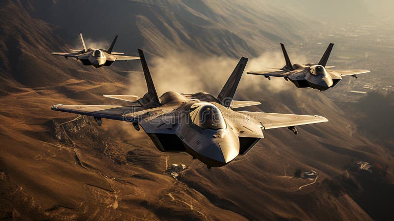 A Lockheed Martin F-35 Fighter Jet Squadron in Formation - Generative ...
