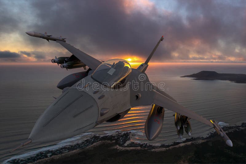 Lockheed Martin F-16 Flying by the Sea Editorial Stock Photo - Image of ...