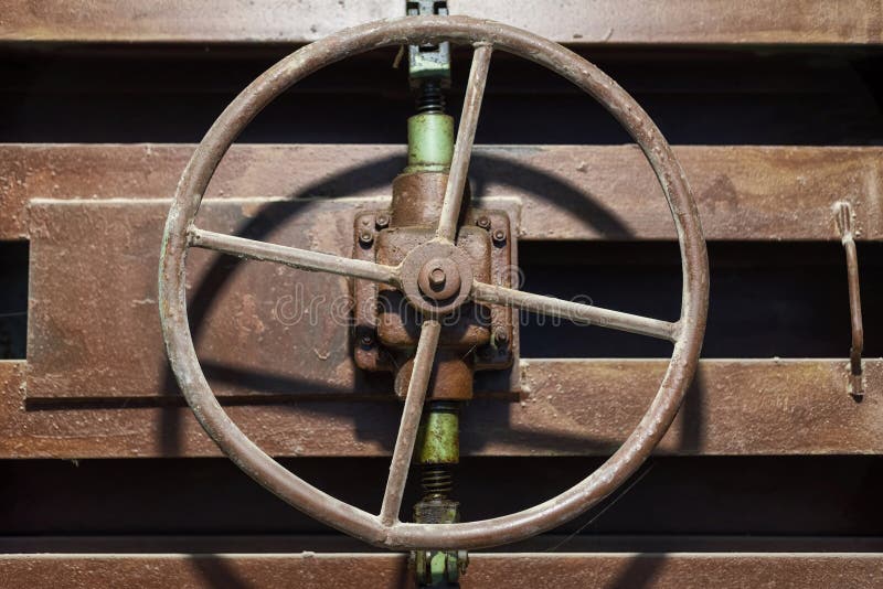 The Locking Mechanism on an Old Metal Shelter Door. Stock Photo - Image ...