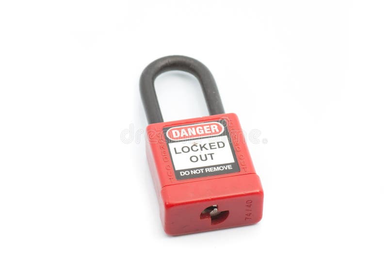 Lockout Padlock Red Color on Isolated Background Stock Photo - Image of ...