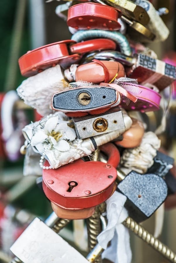 Locks that Attach To Bridge Newlyweds Stock Photo - Image of metal ...