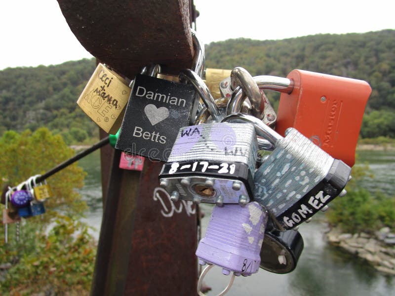 Locks on Bridge at Harper S Ferry Park Editorial Photography - Image of ...