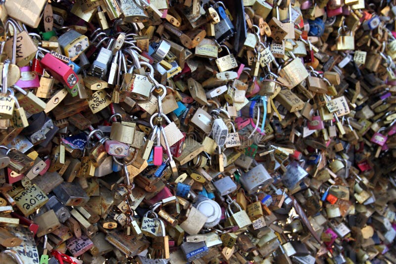 Locks on bridge editorial photography. Image of metaphorical - 43833227