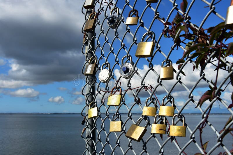Locks and Chain Link Fence stock photo. Image of padlocks - 103367768