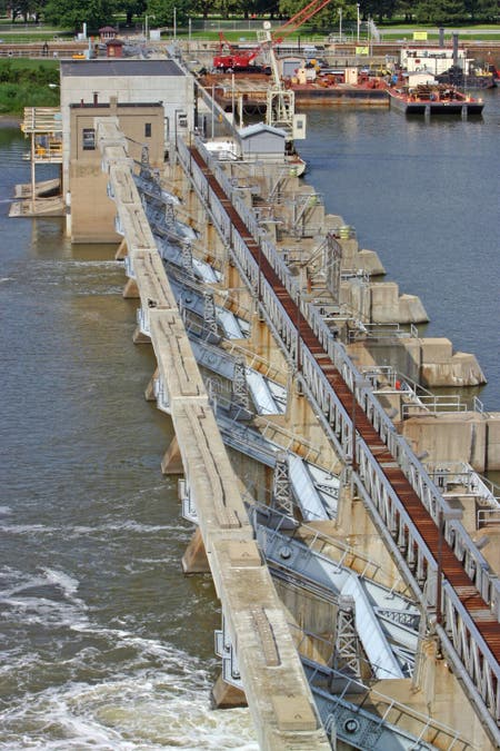 Locks and dam 19 stock image. Image of retain, industry - 1257829