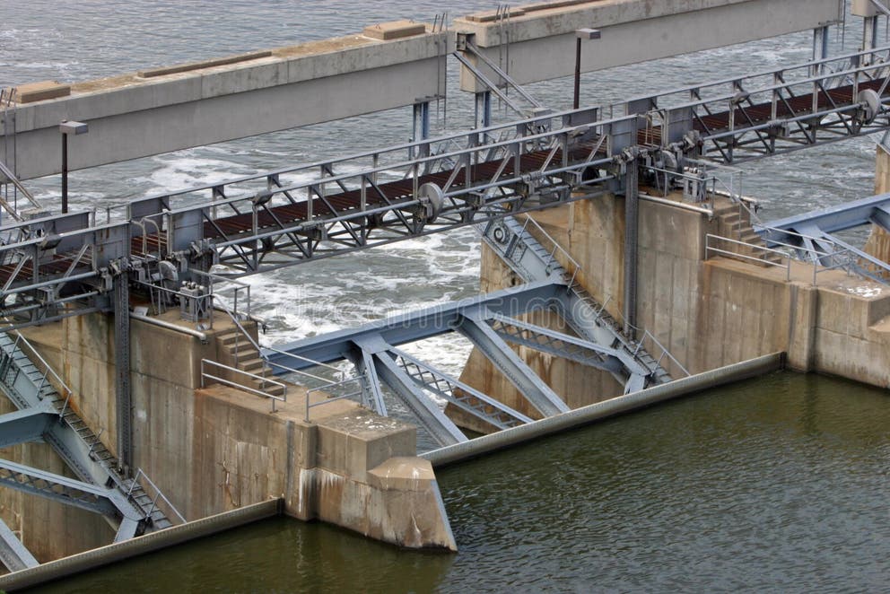 Locks and dam 35 stock image. Image of barge, industries - 1257835