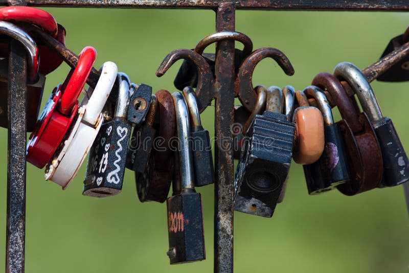 Locks on the fence stock photo. Image of human, link - 43859212