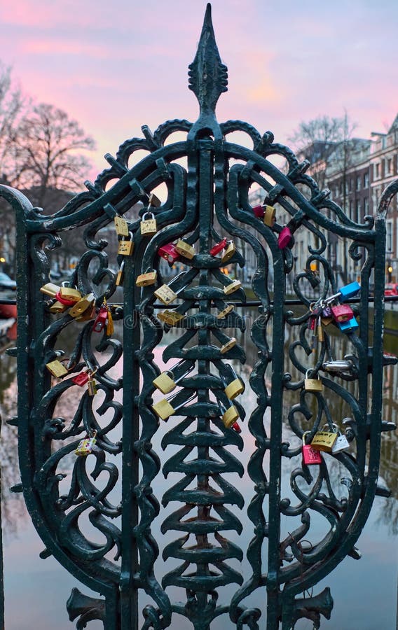 Locks on the Gate in Amsterdam, Netherlands Editorial Photography ...