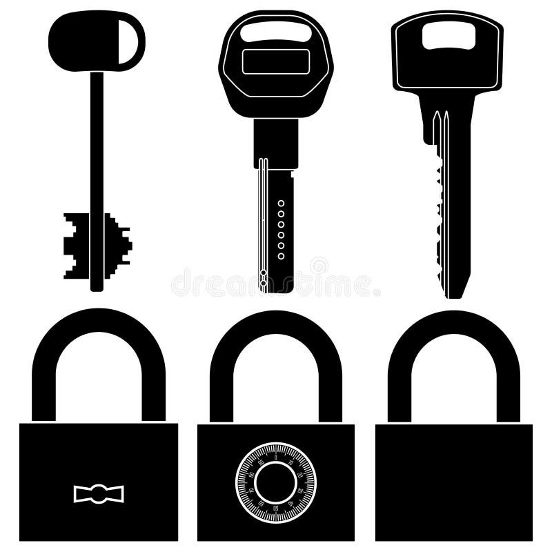 Locks Silhouette Stock Illustrations – 548 Locks Silhouette Stock ...