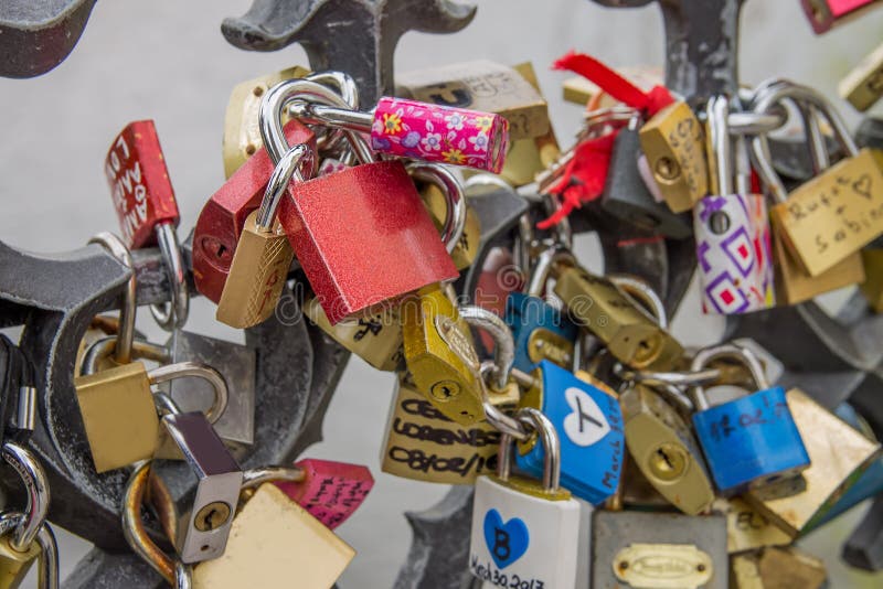 Locks and Keys on Charles Bridge in Prague Editorial Stock Photo ...