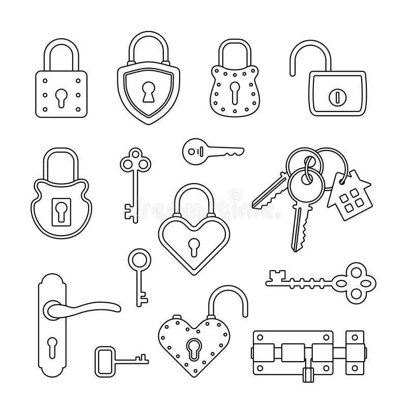 Locks and keys icon set stock vector. Illustration of close - 319912879