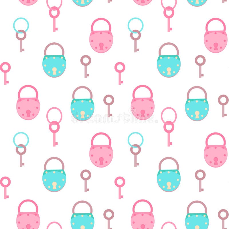 Locks and Keys Pattern Seamless Stock Vector - Illustration of padlock ...