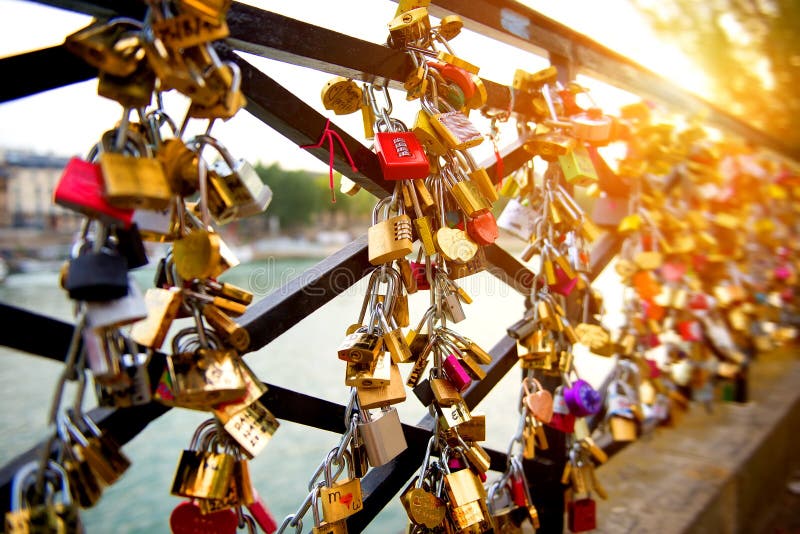 Locks of Love on Bridge in Paris Editorial Photography - Image of heart ...