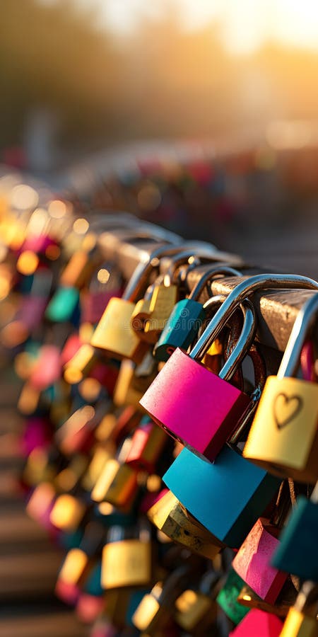 Locks of Love. Close-up of a Bridge with Multiple Locks on the Railing ...