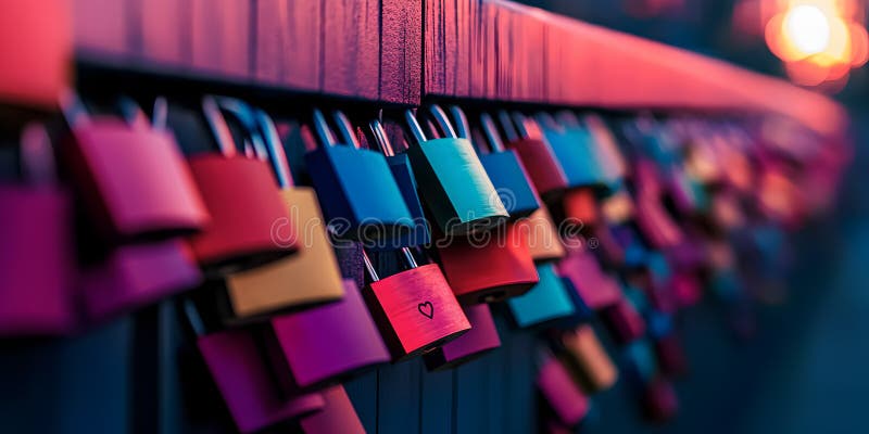 Locks of Love. Close-up of a Bridge with Multiple Locks on the Railing ...