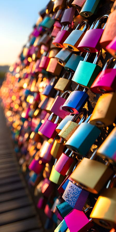 Locks of Love. Close-up of a Bridge with Multiple Locks on the Railing ...