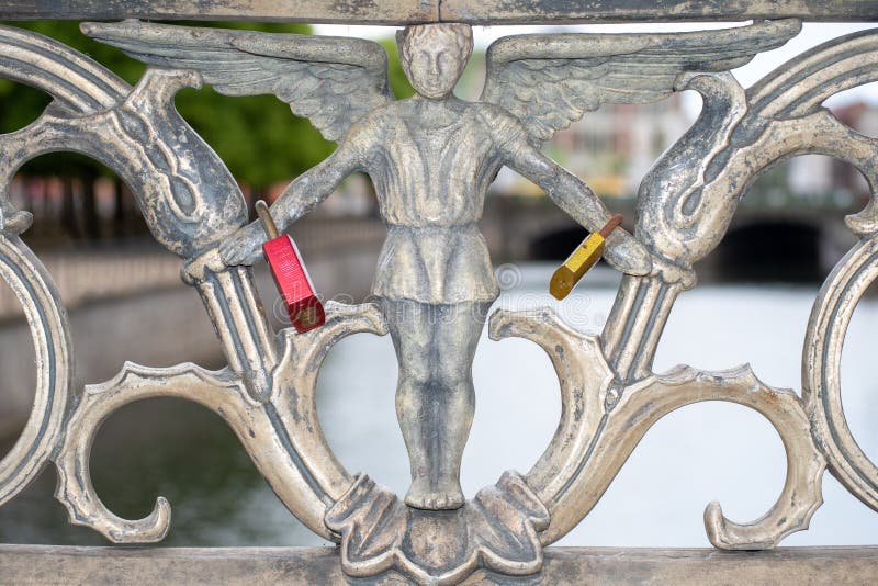 Padlocks of Love and the Angel Stock Photo - Image of padlocks, steel ...