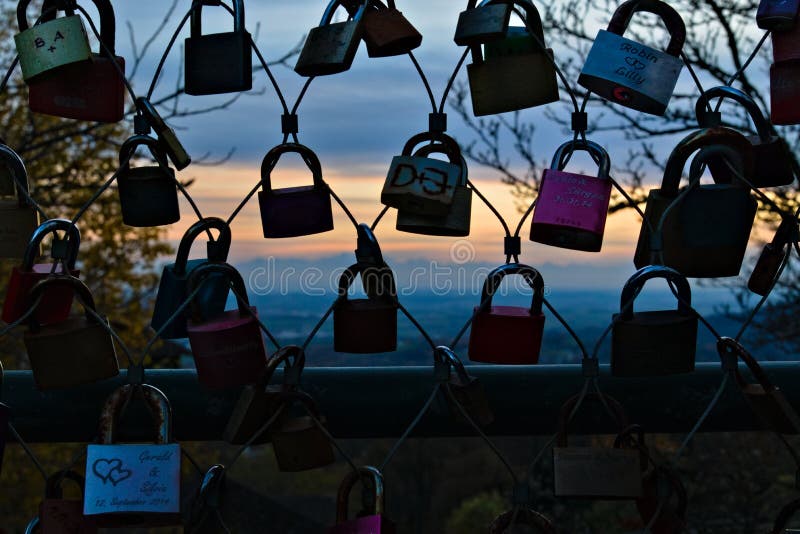 Locks on Sunset Background through Bars Editorial Photography - Image ...