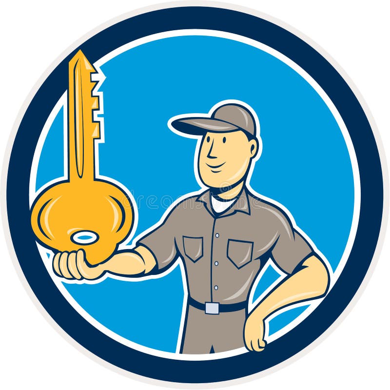 Locksmith Gold Key Word Profession Job Worker Stock Illustration ...