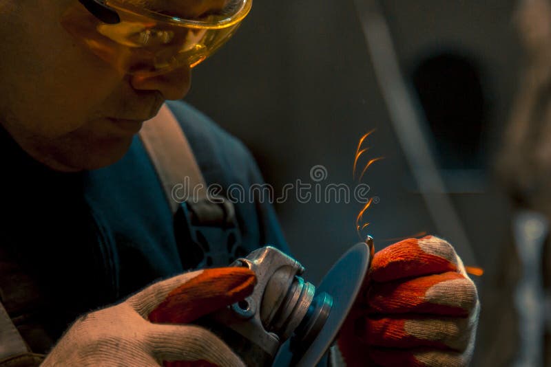Locksmith Man in Gloves and Yellow Glasses at Work Stock Image - Image ...