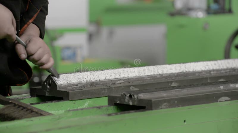 The Locksmith Performs a Hand Scraping Operation. Stock Video - Video ...