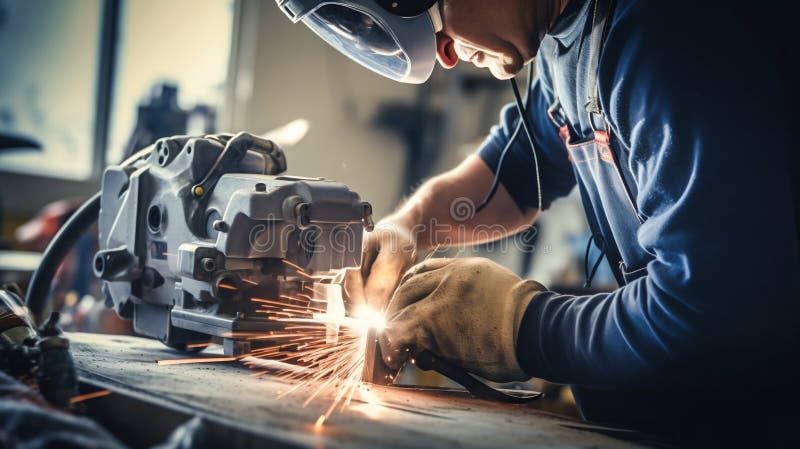 Locksmith Precision Work with Sparking Metal. Generative Ai Stock ...