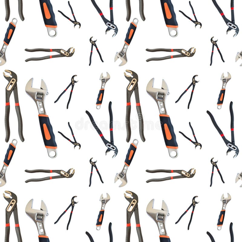Locksmith Sliding Keys for Pipes and Nuts. Seamless Pattern Stock Photo ...