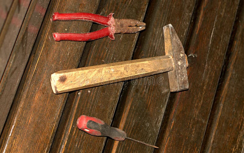 Locksmith Tools Lick on a Wooden Bench Stock Photo - Image of metalwork ...