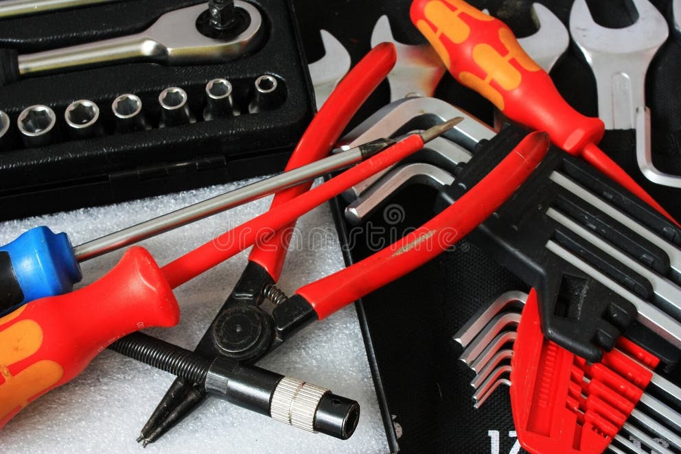 Locksmith Tools for the Mechanic Lie on the Workbench Stock Image ...