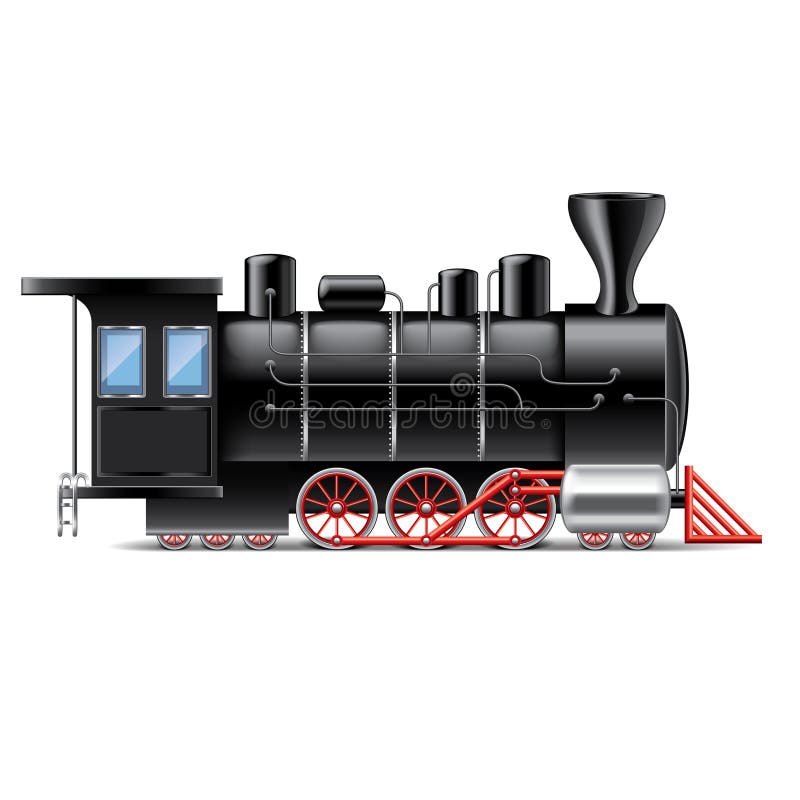 Locomotief op witte vector vector illustratie. Illustration of kant ...