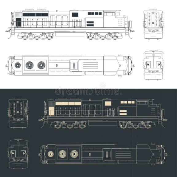Locomotive blueprints stock vector. Illustration of train - 281680656